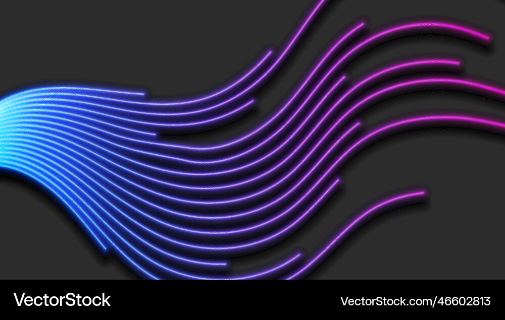 Blue ultraviolet neon curved wavy lines abstract Vector Image