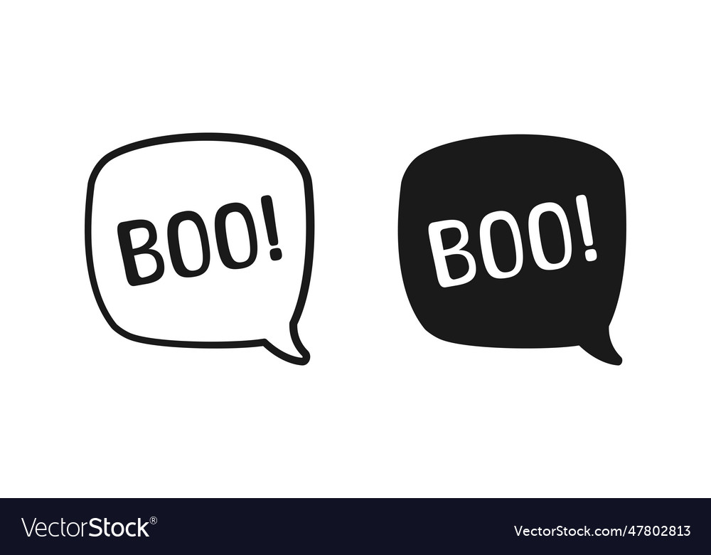 Boo text in speech bubble outline and silhouette Vector Image