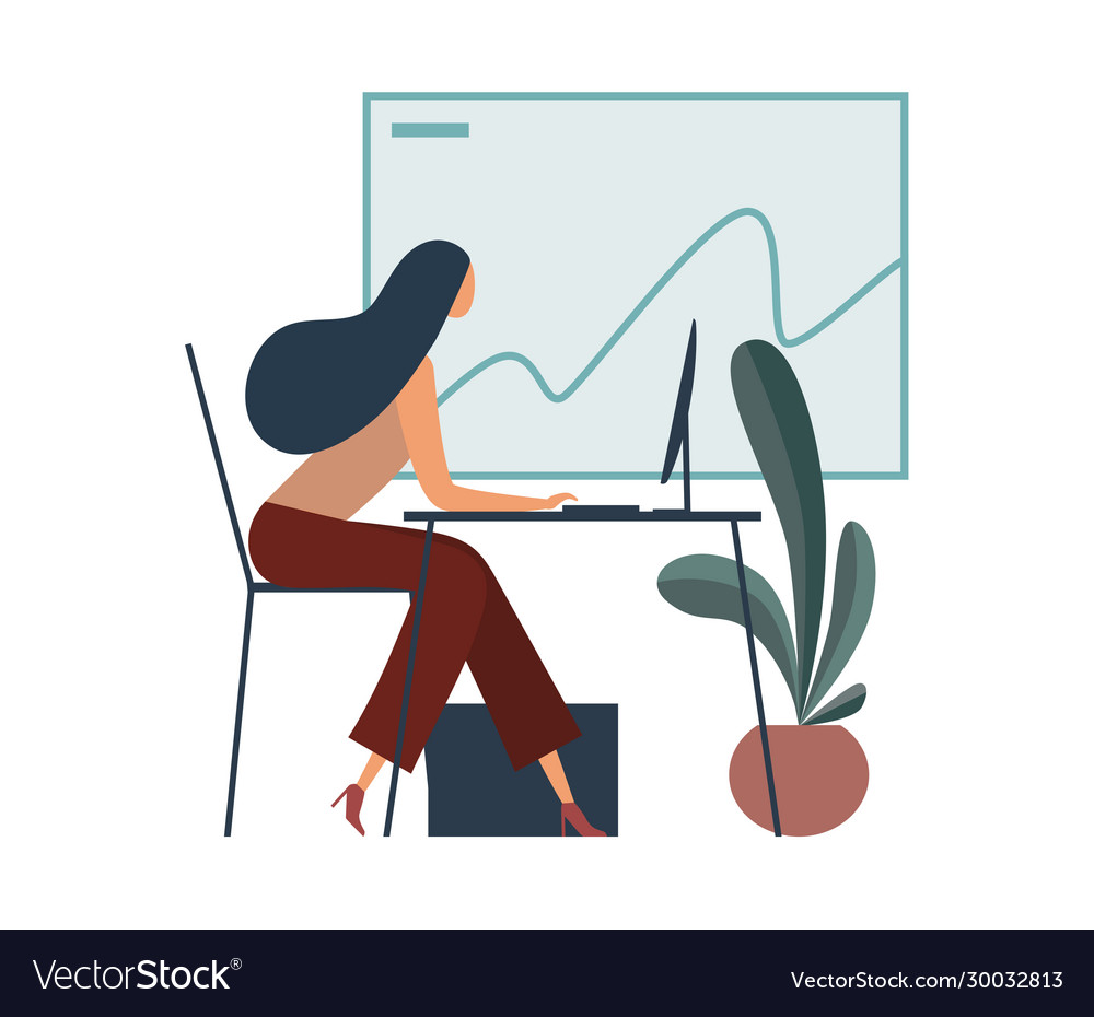 Businesswoman using computer in office flat Vector Image