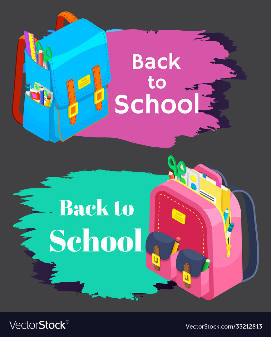 Colored school backpack back Royalty Free Vector Image