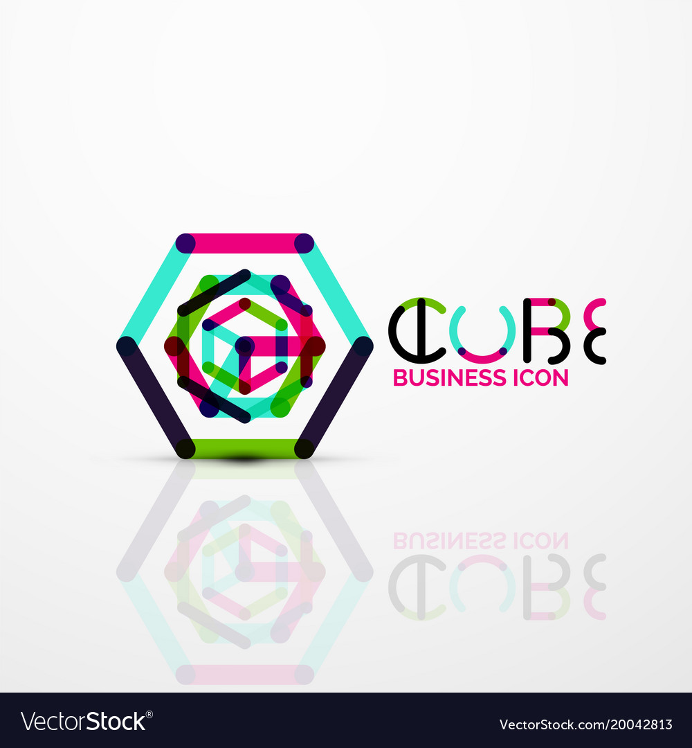 Cube idea concept logo line Royalty Free Vector Image