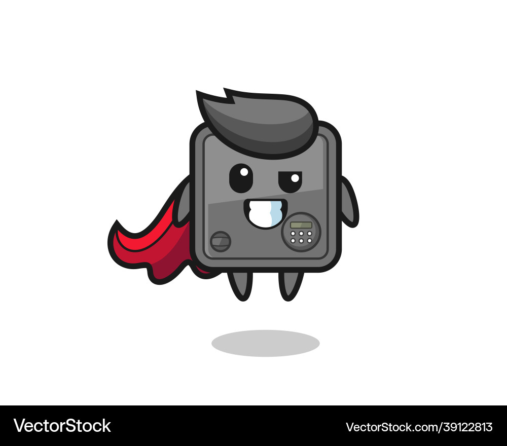 Cute safe box character as a flying superhero Vector Image