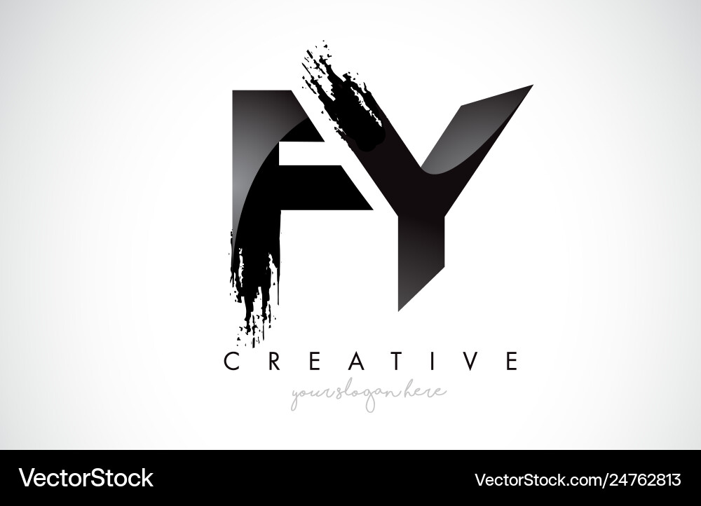 Fy letter design with brush stroke and modern 3d Vector Image