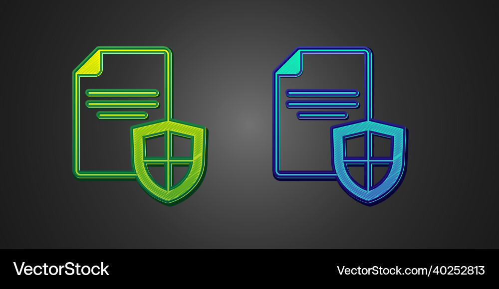 Green and blue contract with shield icon isolated Vector Image