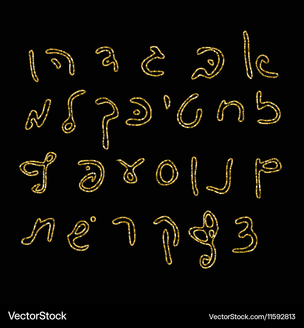 Hebrew alphabet uppercase font hand drawing Vector Image