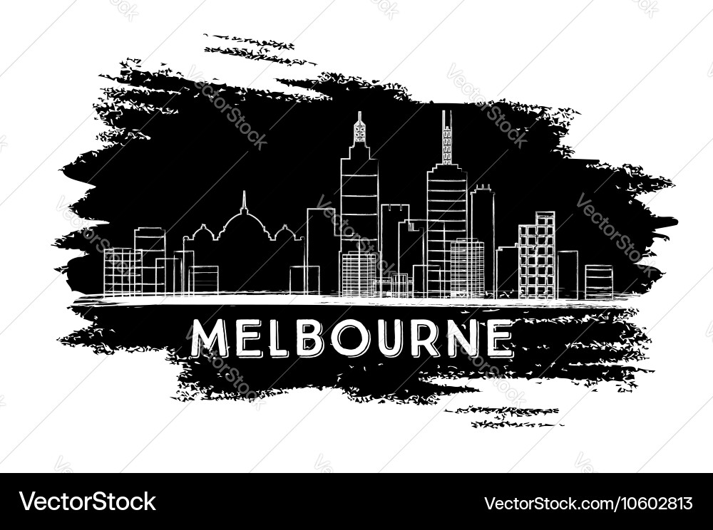Melbourne skyline silhouette hand drawn sketch Vector Image
