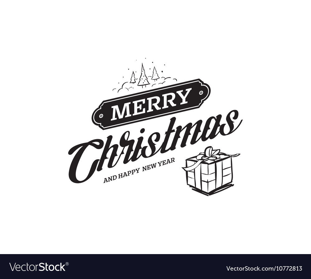 Merry Christmas Typographic Emblems Set Royalty Free Vector