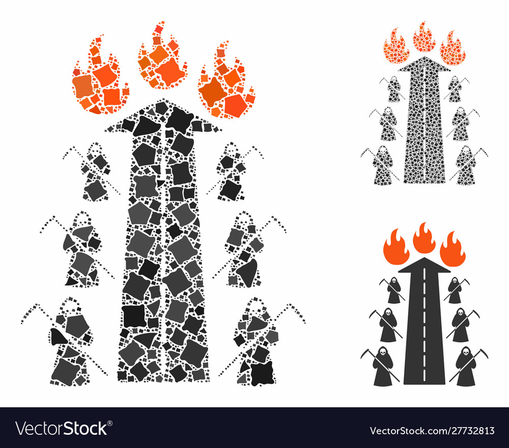 Road to hell fire mosaic icon humpy elements Vector Image