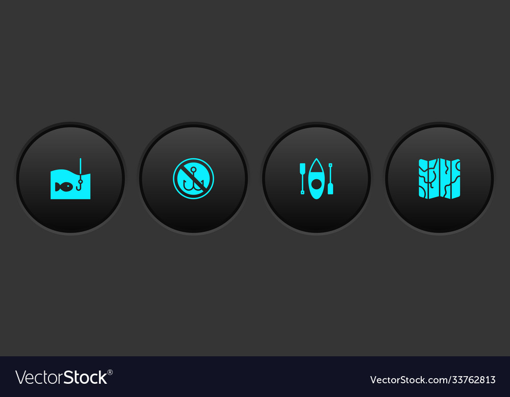 Set fishing hook with fish no fishing kayak Vector Image Set fishing hook with fish no fishing kayak Vector Image