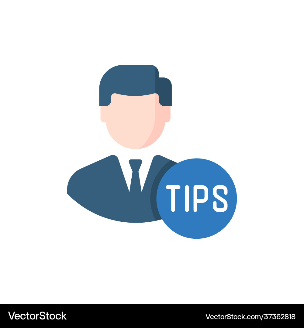 Business person with text tips flat icon isolated Vector Image