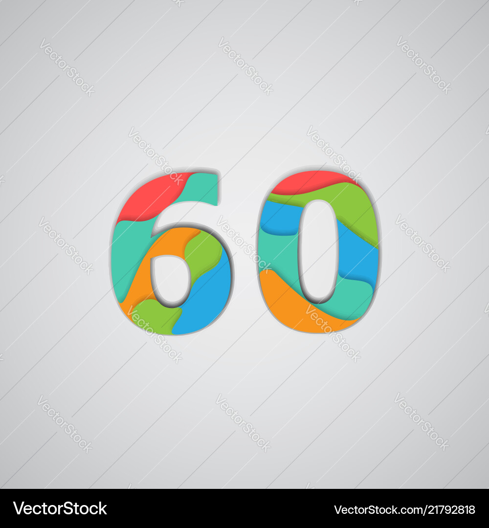 Colorful papercut layered number Royalty Free Vector Image