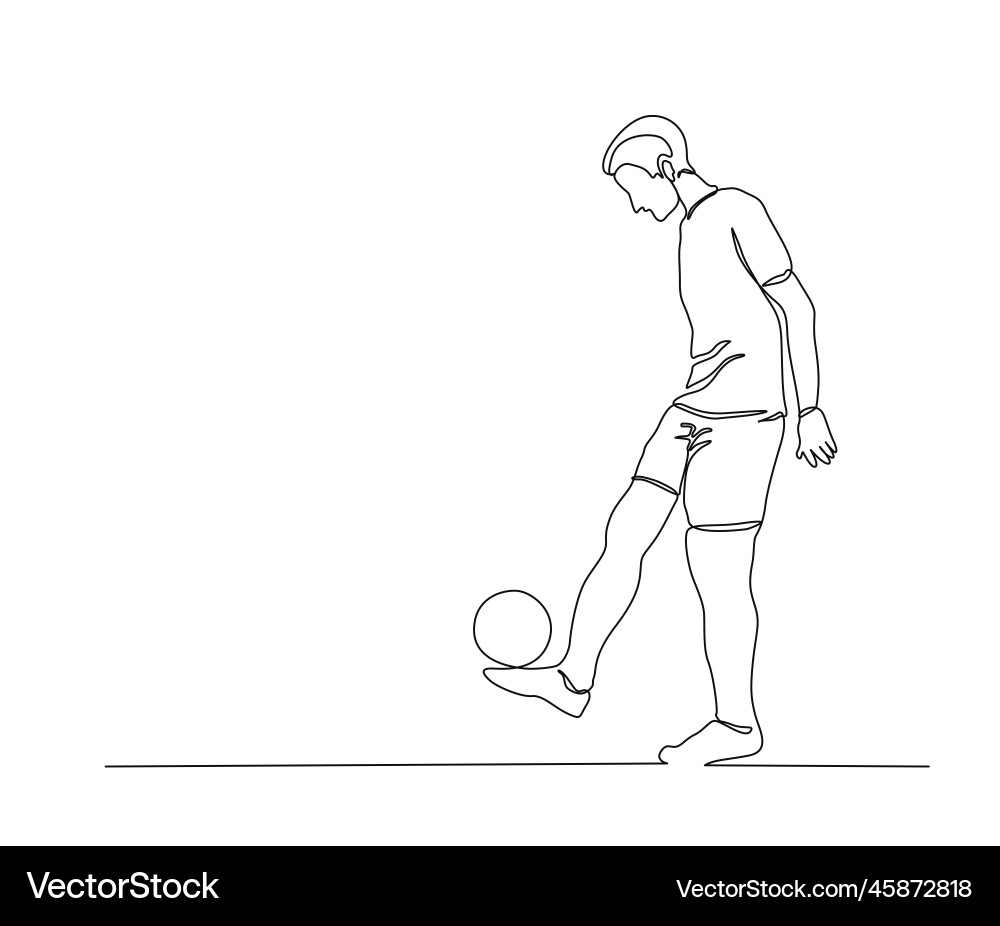 Continuous one line drawing of soccer player Vector Image
