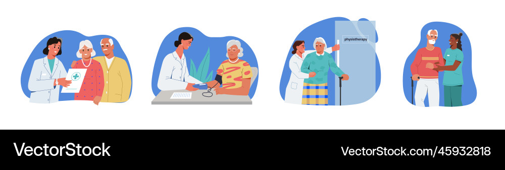 Elderly healthcare set Royalty Free Vector Image