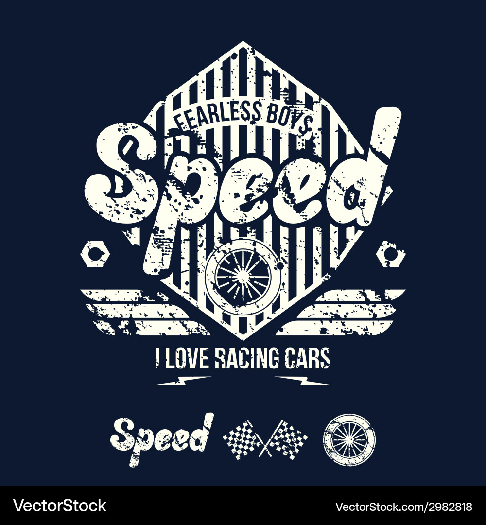 Emblem racing car in retro style Royalty Free Vector Image
