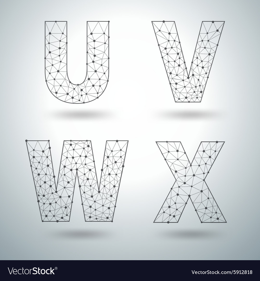 Mesh stylish alphabet letters numbers Royalty Free Vector Mesh stylish alphabet letters numbers Royalty Free Vector