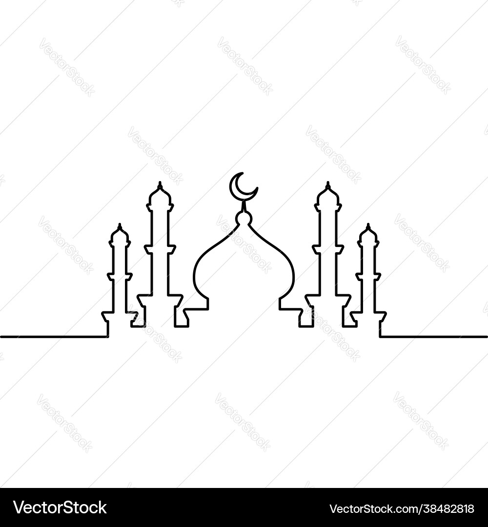 Mosque line art minimalist design islamic Vector Image