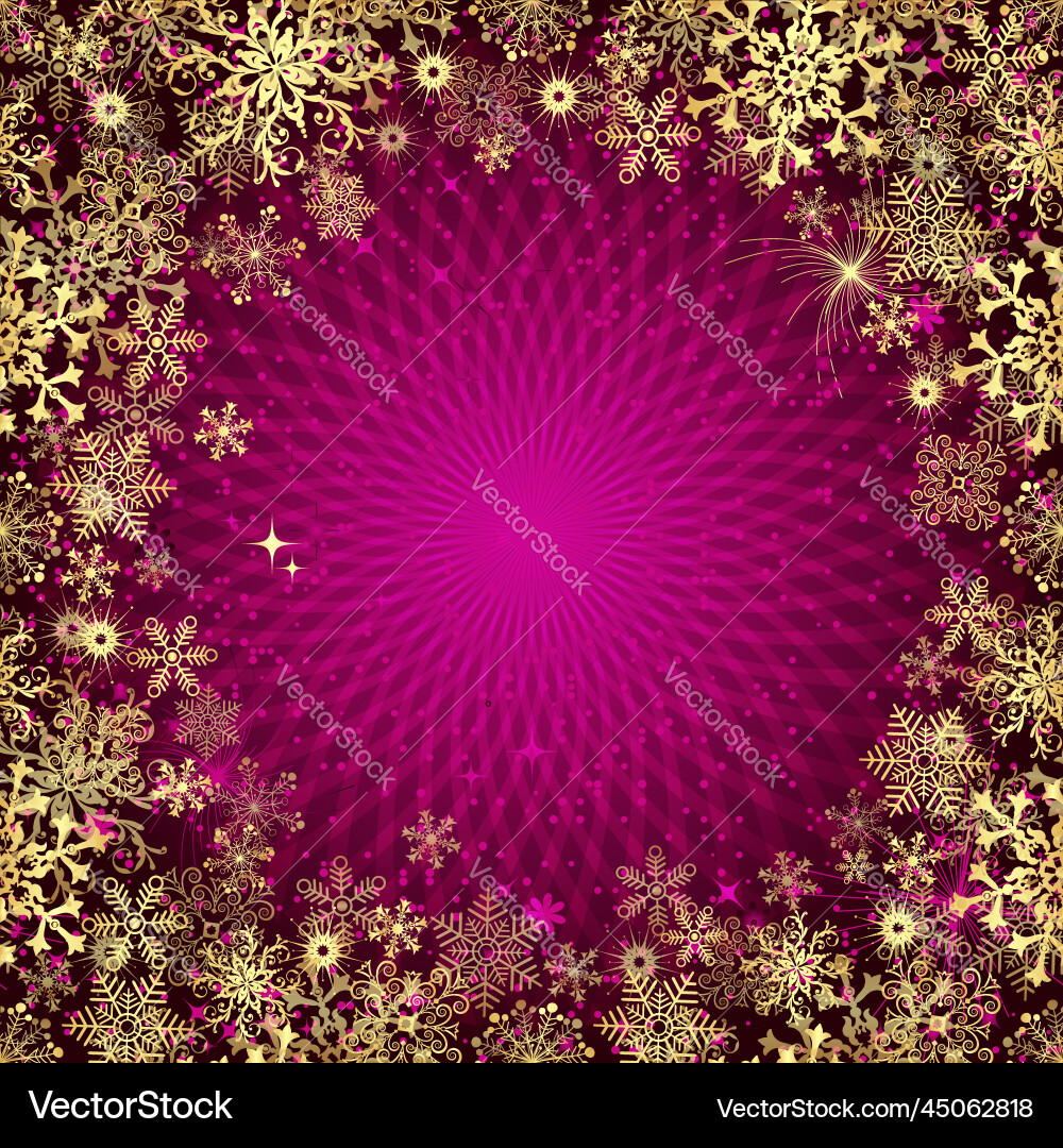 Purple christmas pattern with golden vintage Vector Image