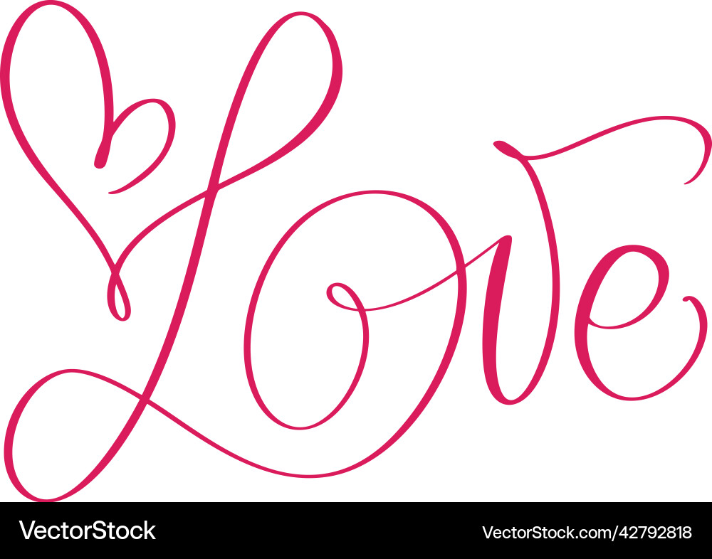 Red handwritten laser cut calligraphy text love Vector Image