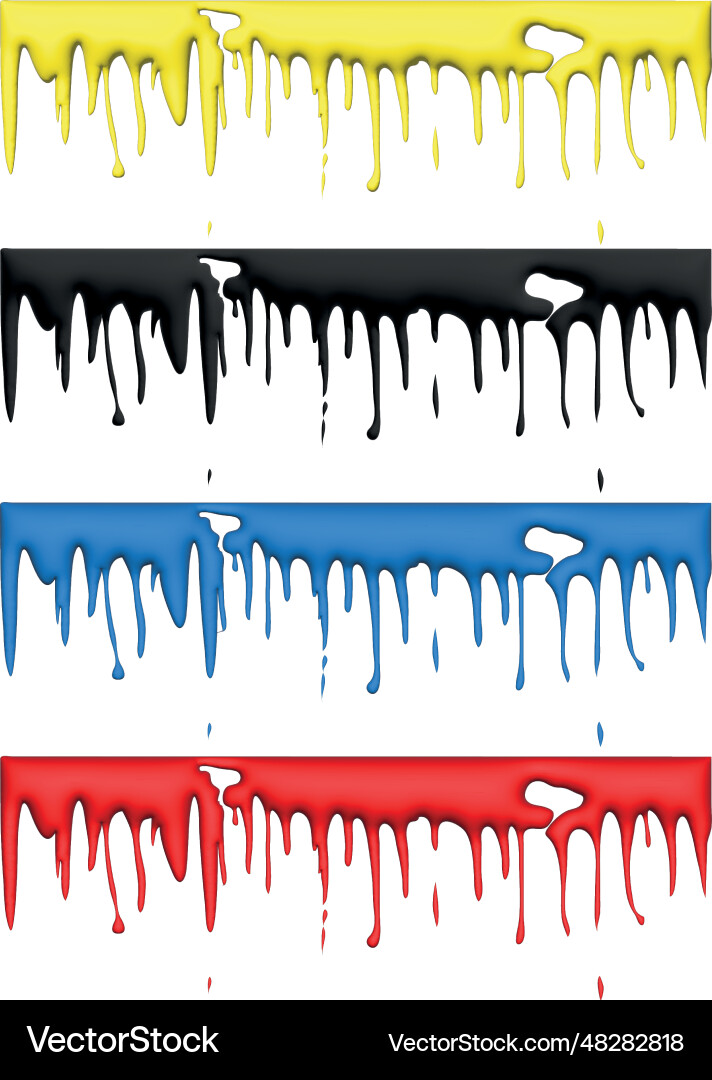 Set of flowing 3d ink borders collection Vector Image