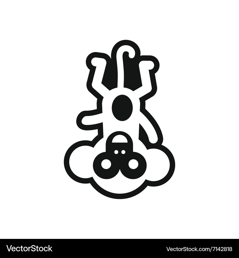 Stylish black and white icon little monkey Vector Image