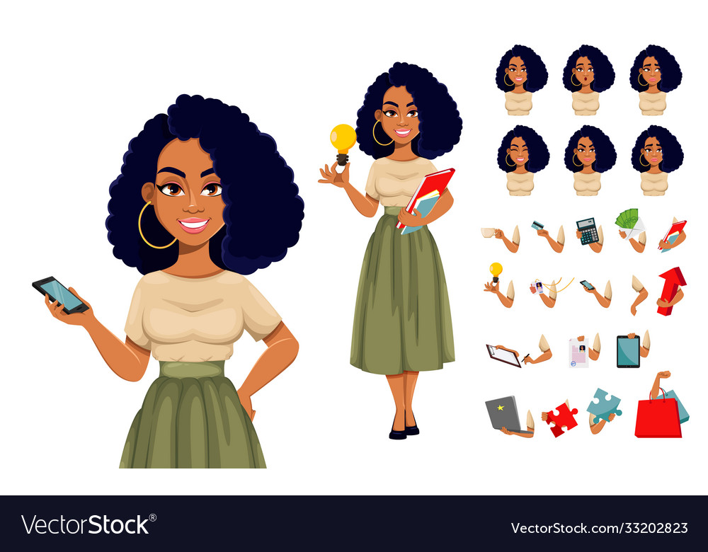 Beautiful African American Business Woman Vector Image