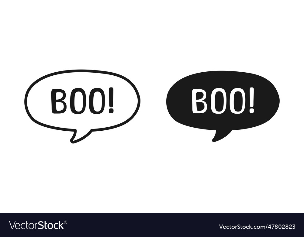 Boo text in speech bubble outline and silhouette Vector Image