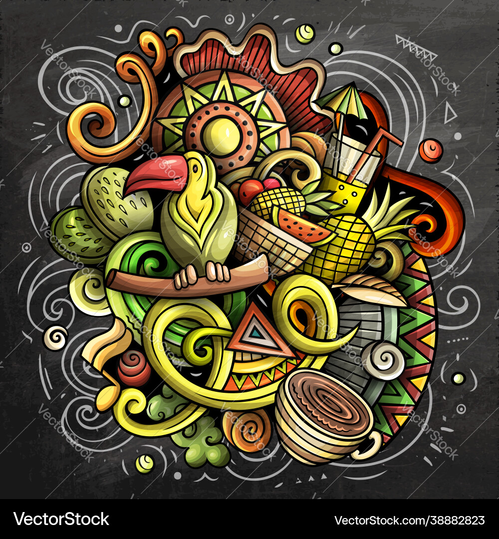 Brazil cartoon doodle chalkboard Royalty Free Vector Image