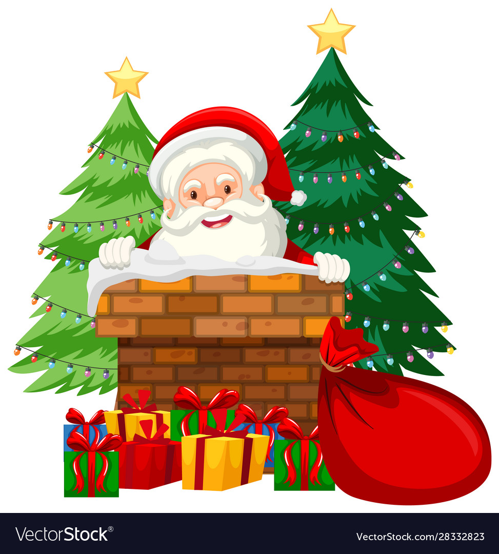 Christmas theme with santa in chimney Royalty Free Vector