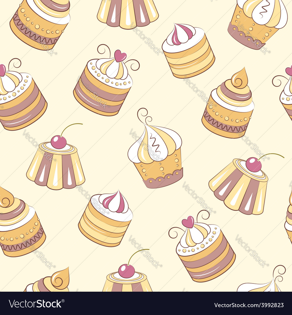 Cupcakes seamless pattern Royalty Free Vector Image