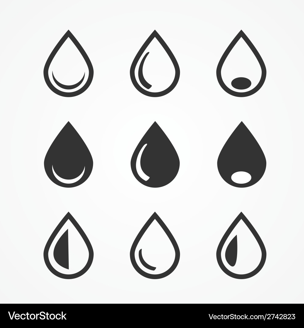 Drop icons set Royalty Free Vector Image - VectorStock