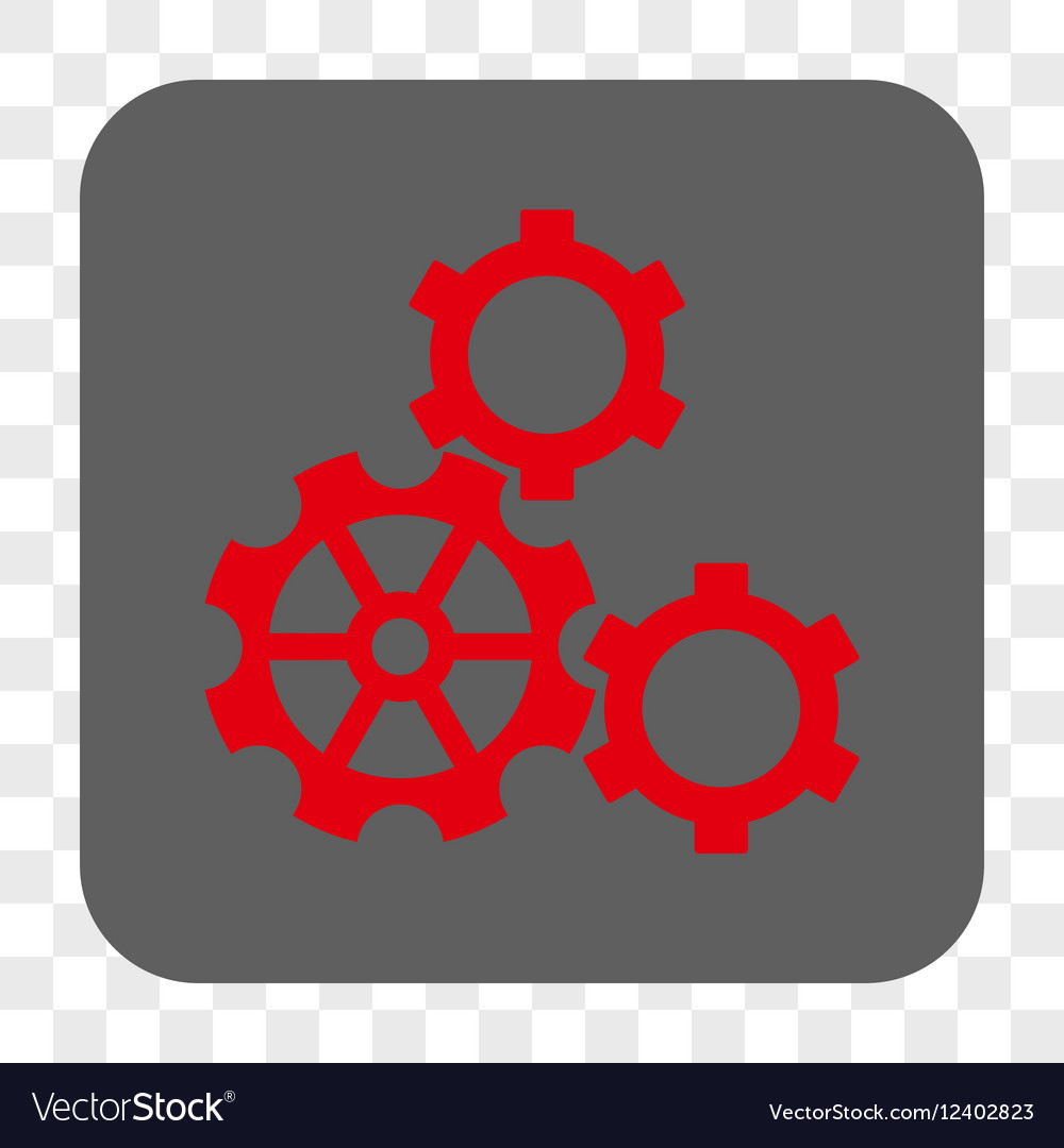 Gears rounded square button Royalty Free Vector Image