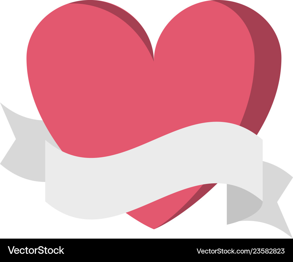 Heart with ribbon banner Royalty Free Vector Image