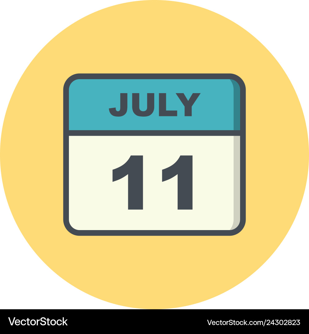 July 11th date on a single day calendar Royalty Free Vector