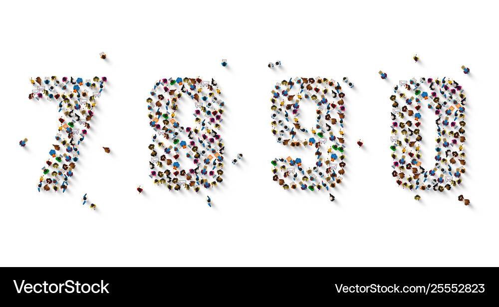 Large group people in number seven eight nine Vector Image