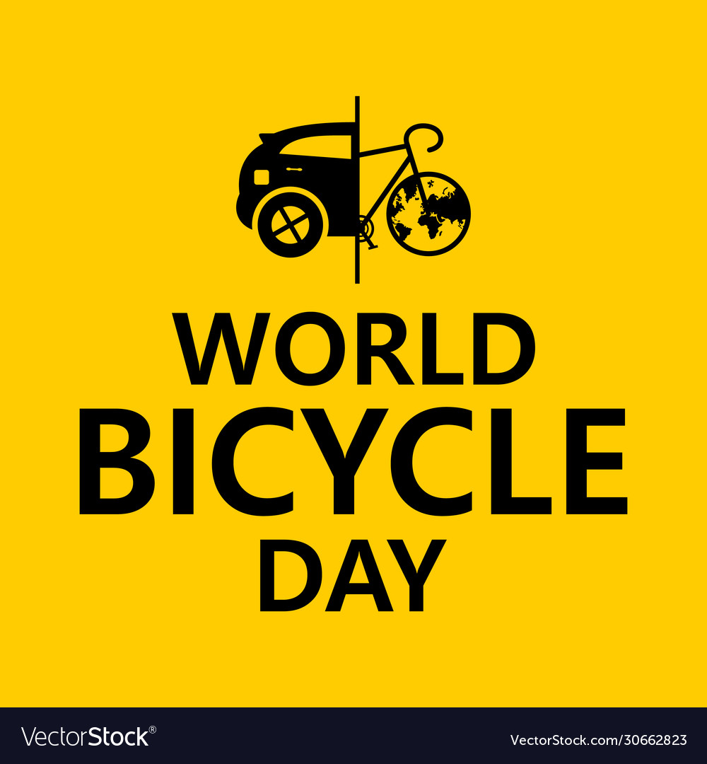 Letter world bicycle day on june 3 with map Vector Image