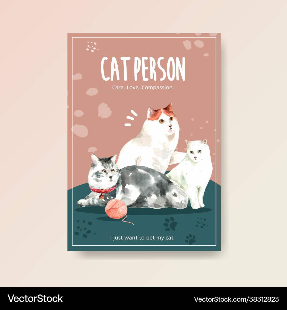 Poster template design with cute cat for brochure Vector Image