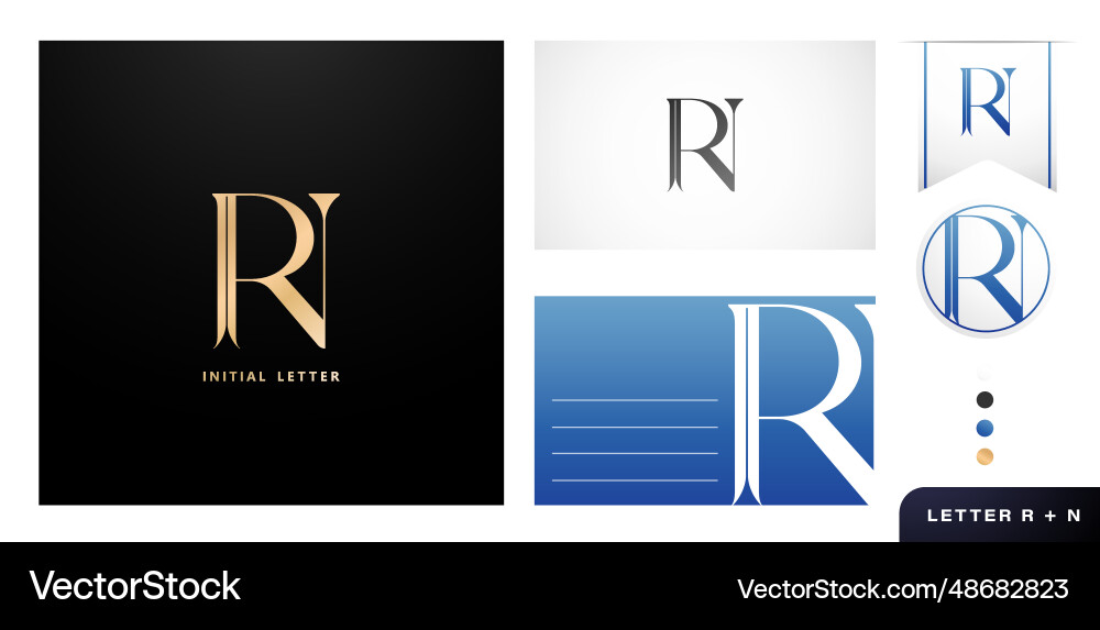 Rn monogram lettering fonts with modern letters Vector Image