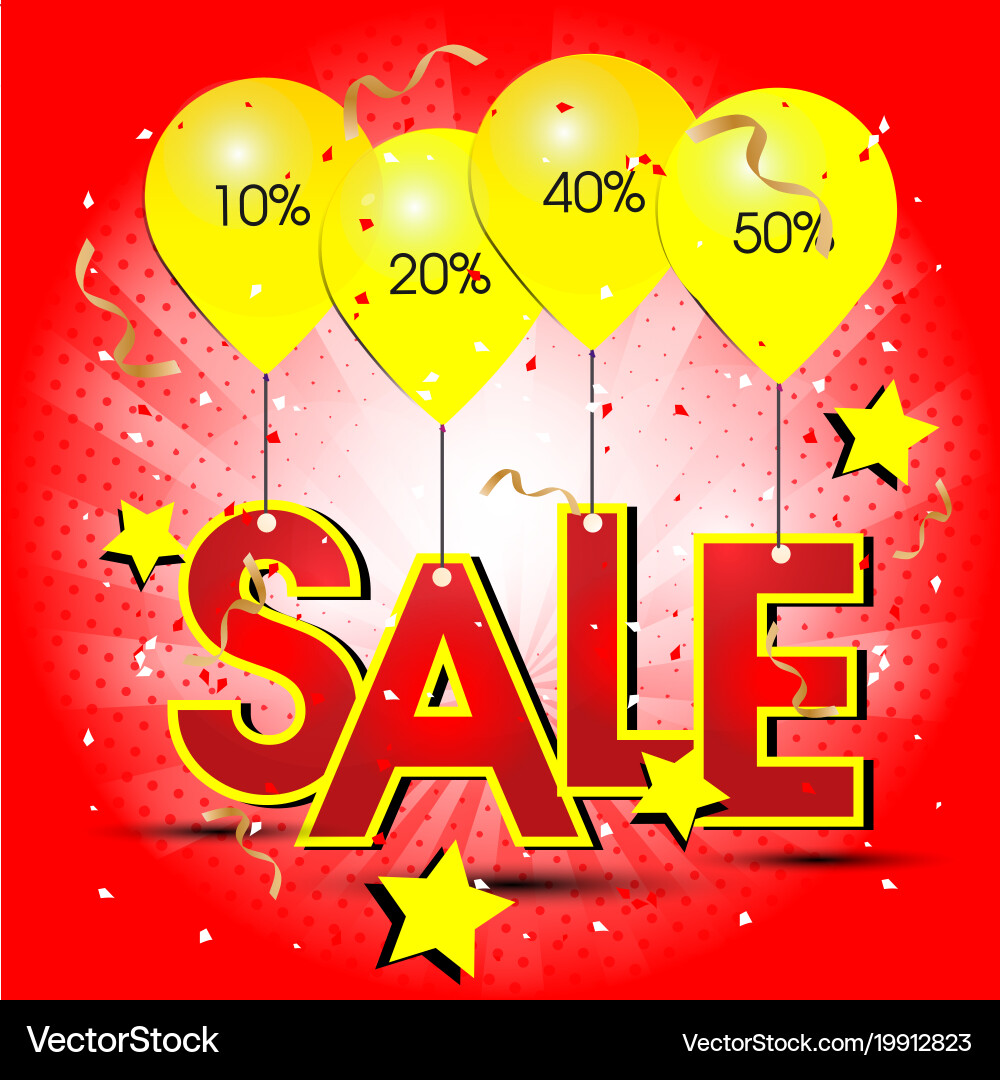 Sale balloon red background image Royalty Free Vector Image