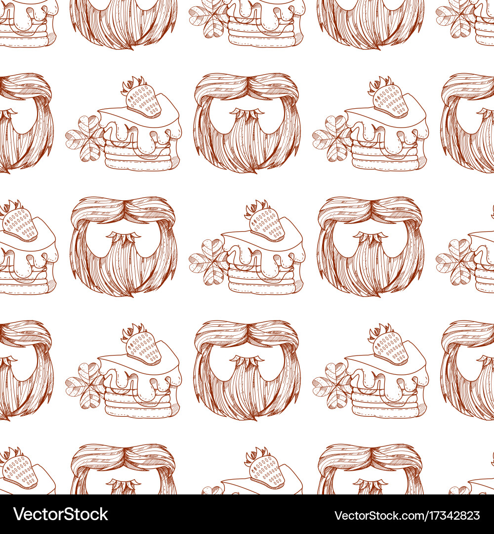 Seamless pattern with a slice of cake with cream Vector Image
