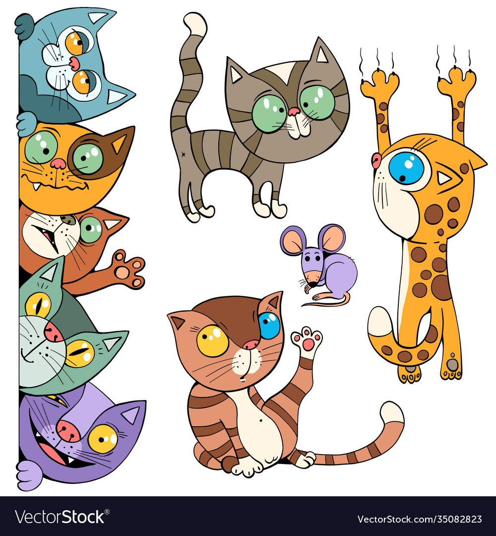 Set funny cats Royalty Free Vector Image - VectorStock
