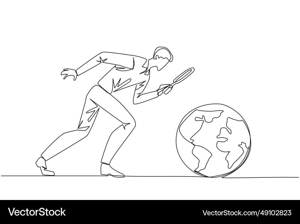 Single one line drawing businessman holding Vector Image