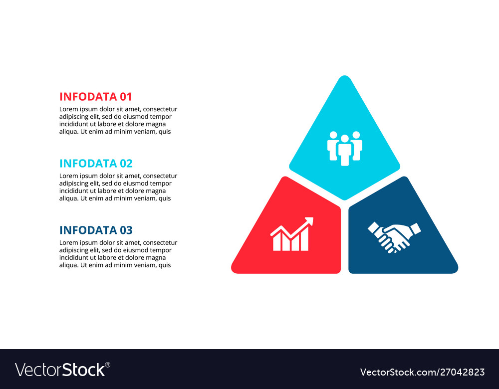 Triangle infographic with 3 options for Royalty Free Vector