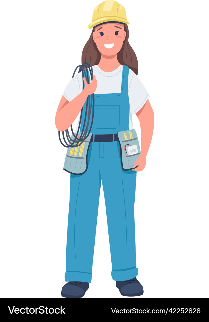 Female utility worker semi flat color character Vector Image