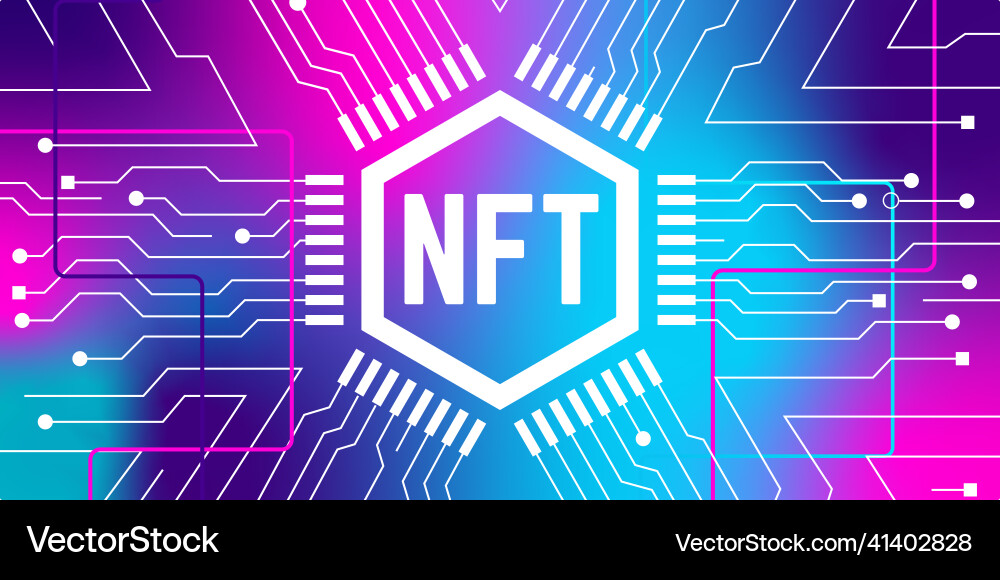 Nft non fungible token high tech technology banner