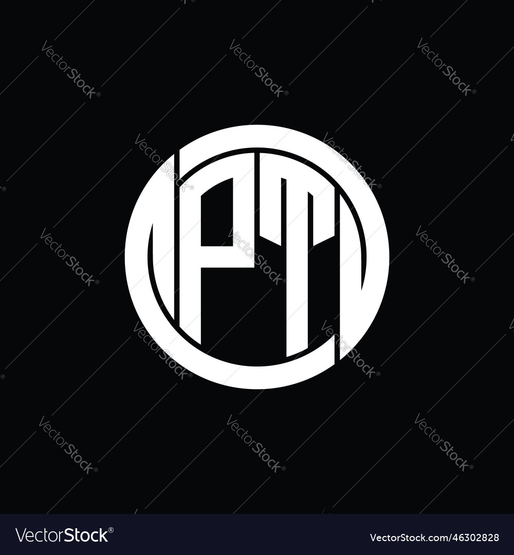 Pt logo monogram shield inside circle shape Vector Image