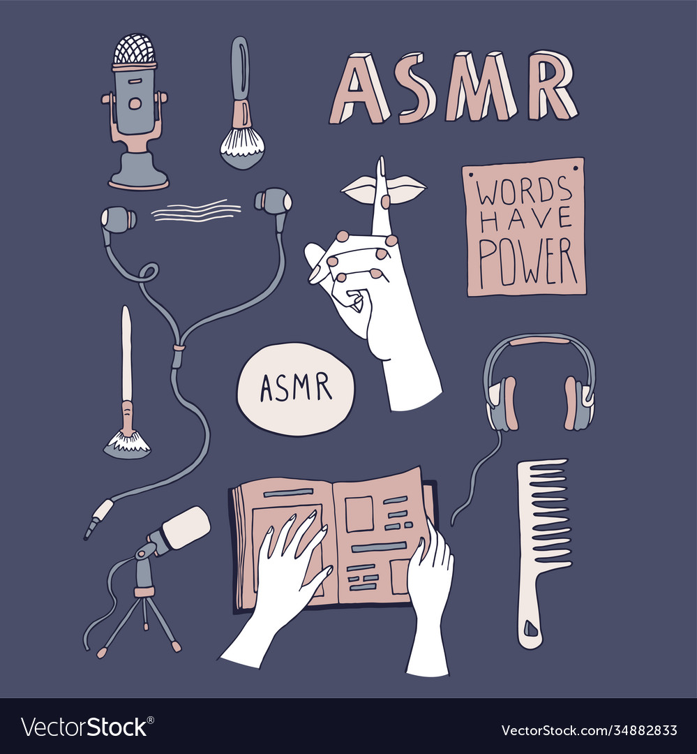 Asmr concept elements set Royalty Free Vector Image