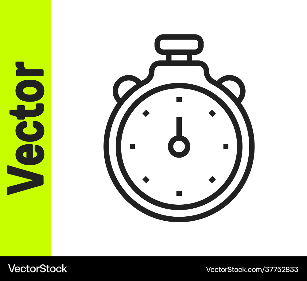 Black line stopwatch icon isolated on white Vector Image