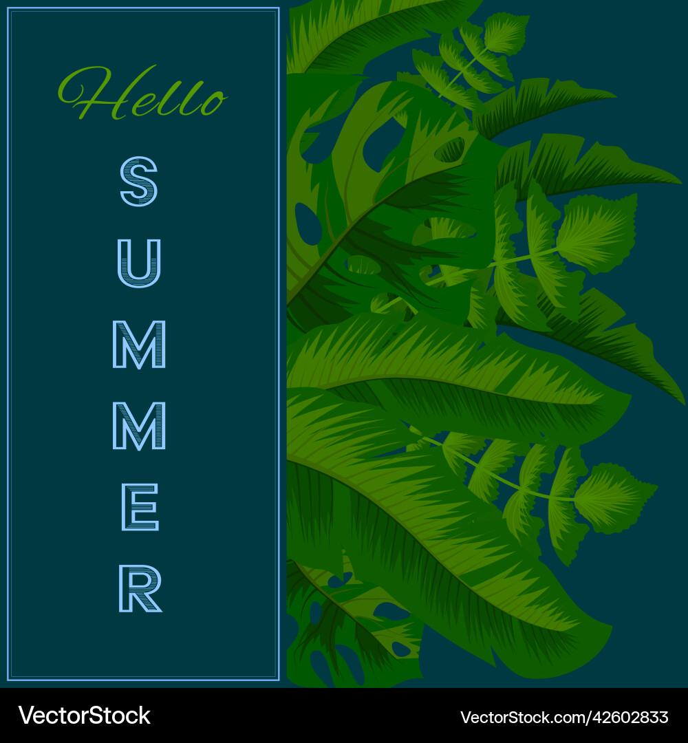 Bright tropical background with jungle plants Vector Image