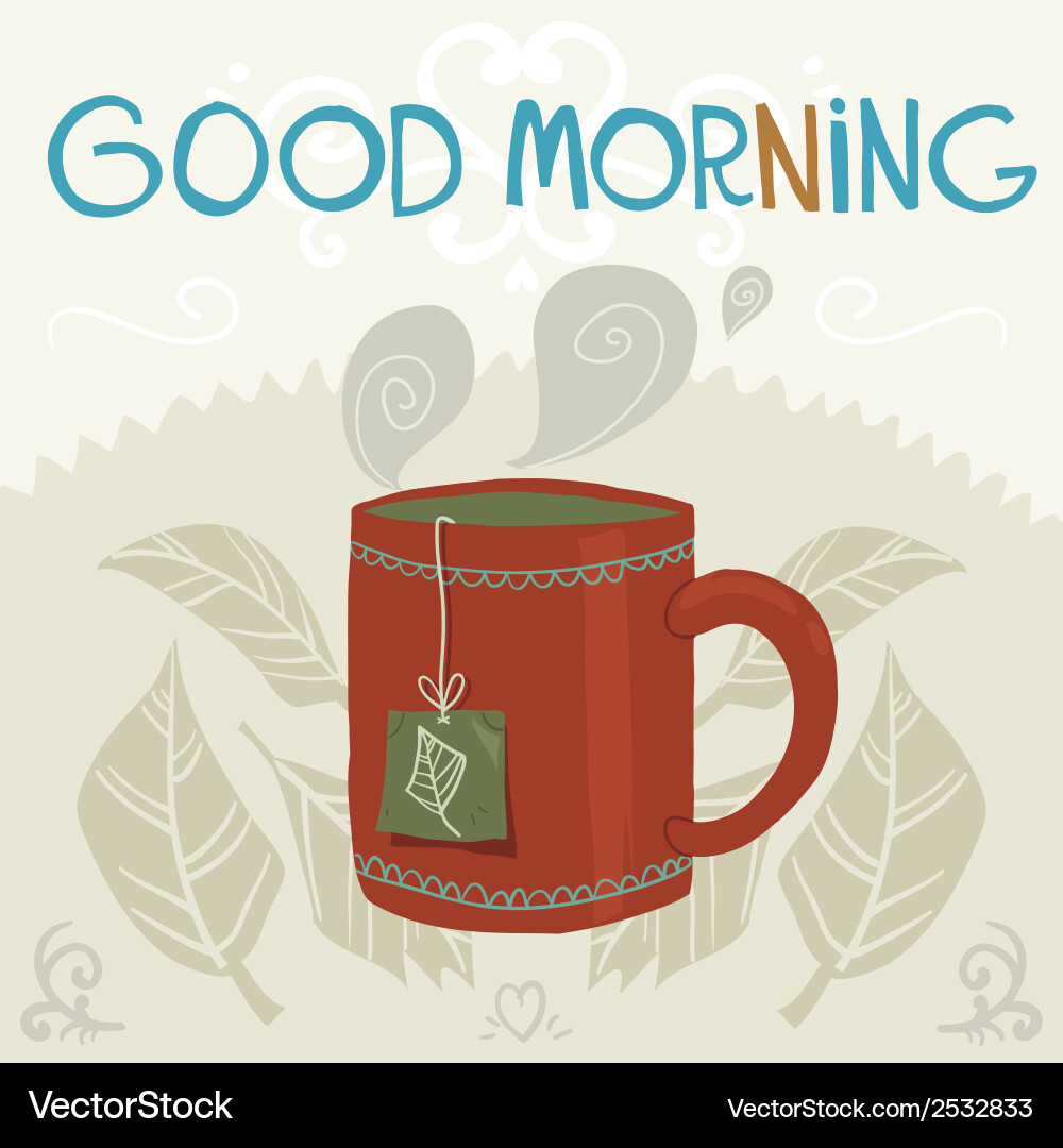 Cartoon flat the cup of tea Royalty Free Vector Image