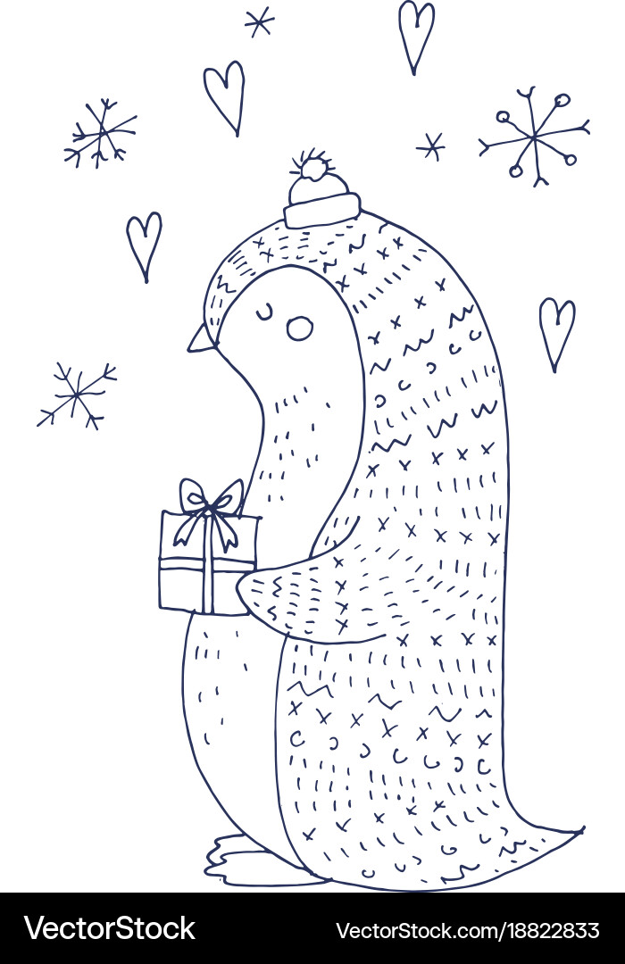Christmas greeting card with penguin Royalty Free Vector